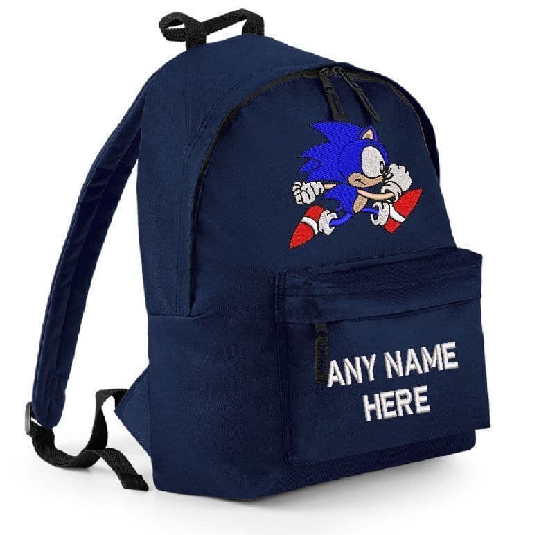 SONIC HEDGEHOG DESIGN RUCKSACK BACKPACK EMBROIDERED PERSONALISED