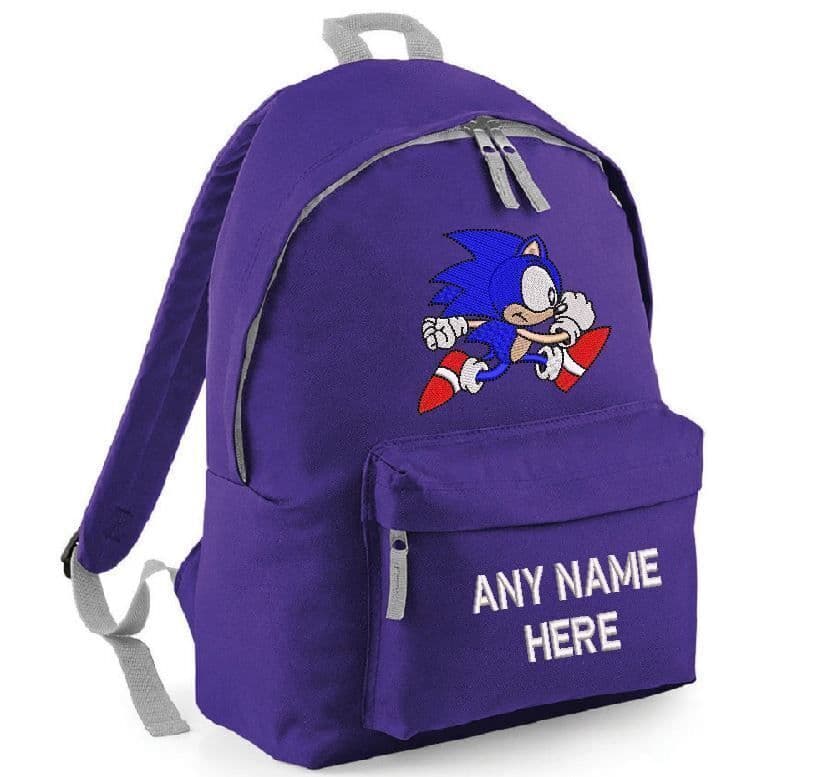 SONIC HEDGEHOG DESIGN RUCKSACK BACKPACK EMBROIDERED PERSONALISED