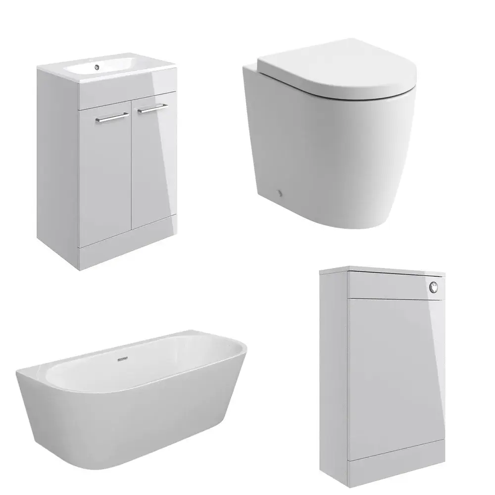 1700mm Orion Back to Wall Freestanding Bathroom Suite inc Vanity Unit