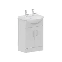 2 Tap Hole Basin Vanity Unit, Floor Standing, 550mm Wide, Ceramic Basin ...