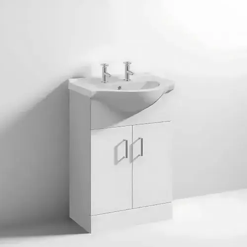 Bathcenter White 550mm Floor Standing Vanity Unit & Basin - 1 Tap Hole