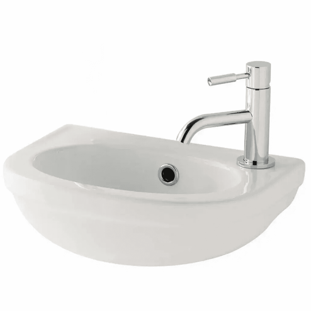 490 x 220mm 1 Tap Hole Cloakroom Basin with Overflow - White