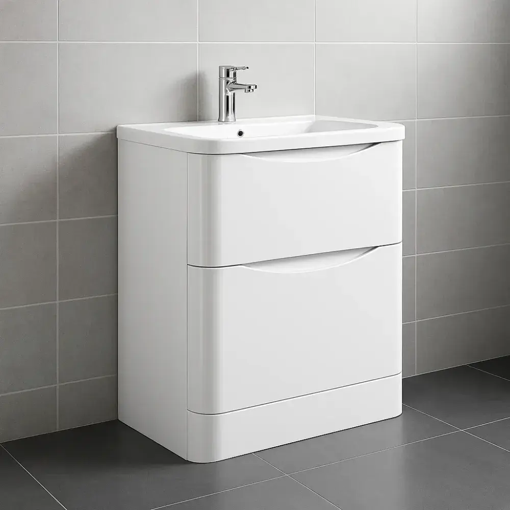 Aalborg 2 Drawer Floorstanding Vanity Unit With Polymarble Basin 800mm ...