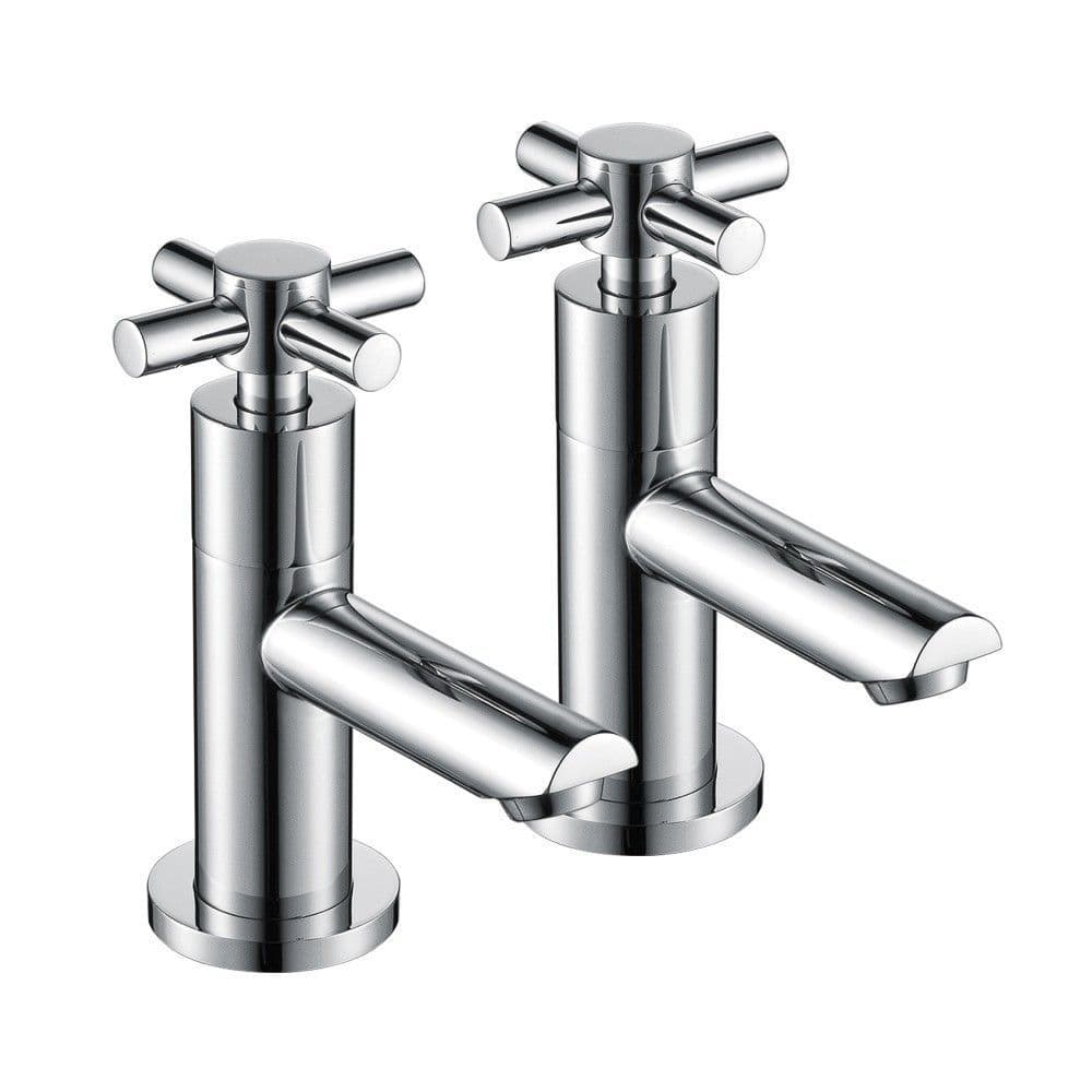 Acel Chrome Cross Head Basin Taps - Pair - Modern Style