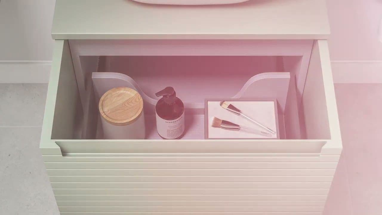 Alight 600mm Wall Hung 1 Drawer Basin Unit & Worktop - Matt Cotton