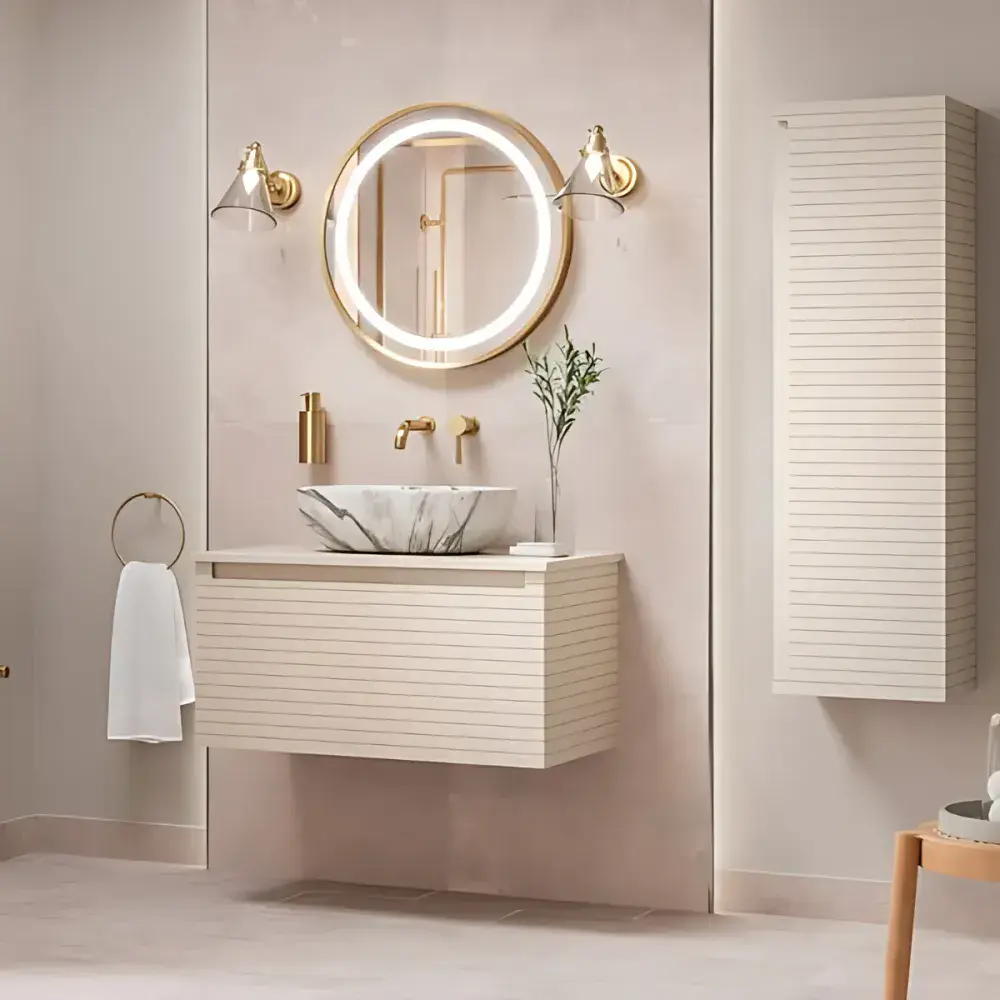 Alight 800mm Wall Hung 1 Drawer Basin Unit & Worktop - Matt Cotton