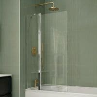 Aquaglass Frameless Fixed Panel Bath Screen 1400 x 800mm - Chrome