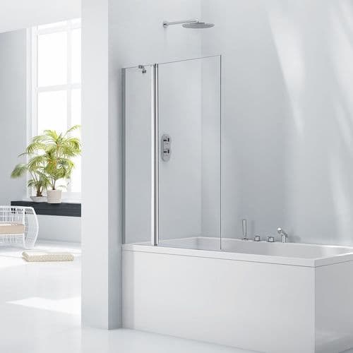Aquaglass Frameless Fixed Panel Bath Screen 1400 x 800mm - Chrome