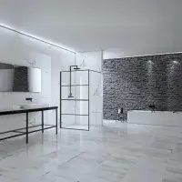 Frontline Aquaglass Velar 8mm Black Crittall Walk In Front Panel with ...