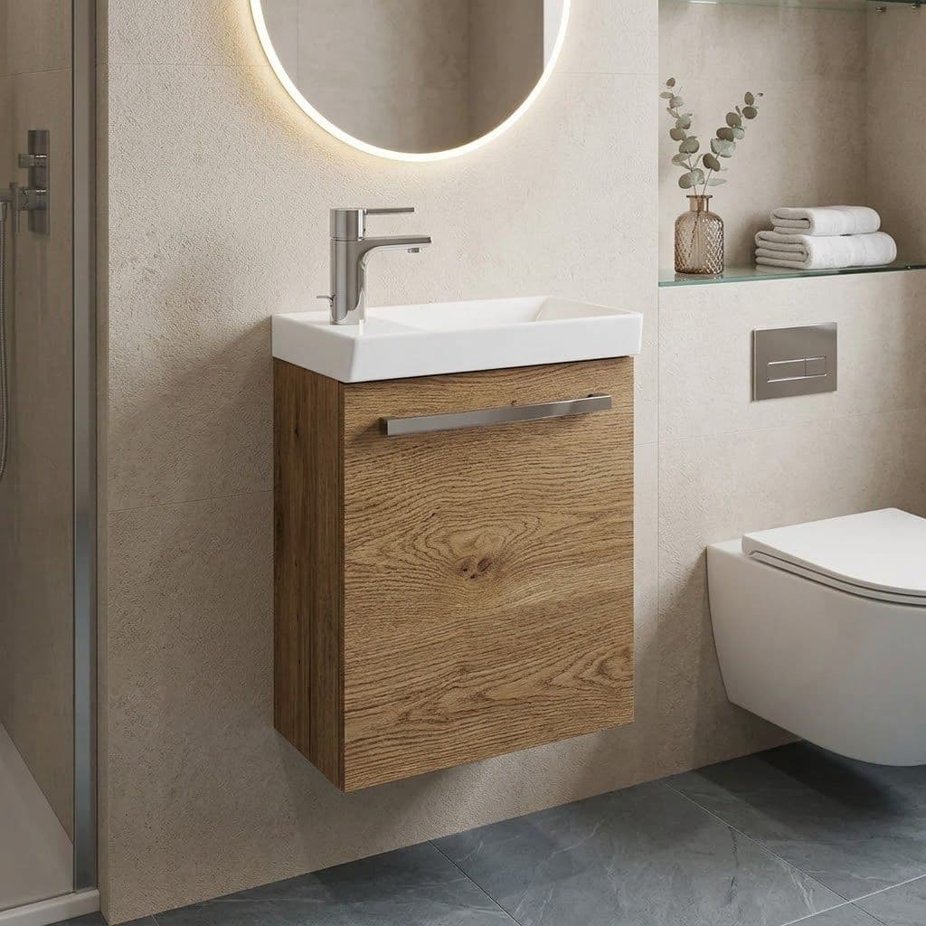 AquaTrend 450mm Wall Mounted Cloakroom Vanity Unit & Basin | Various ...