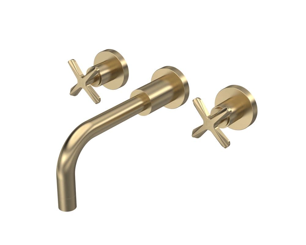 Aztec Wall Mounted Basin Mixer Brushed Brass