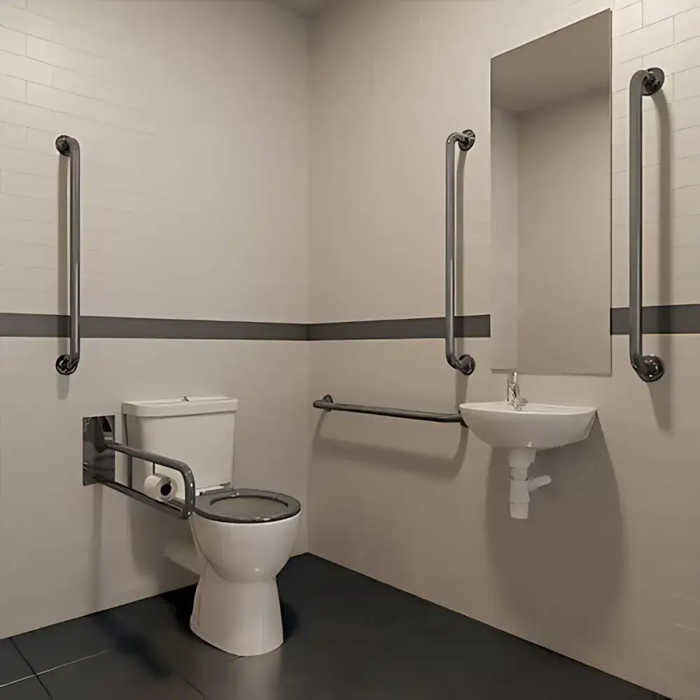 Doc M Pack with Grey Grab Rails, Push Button Cistern