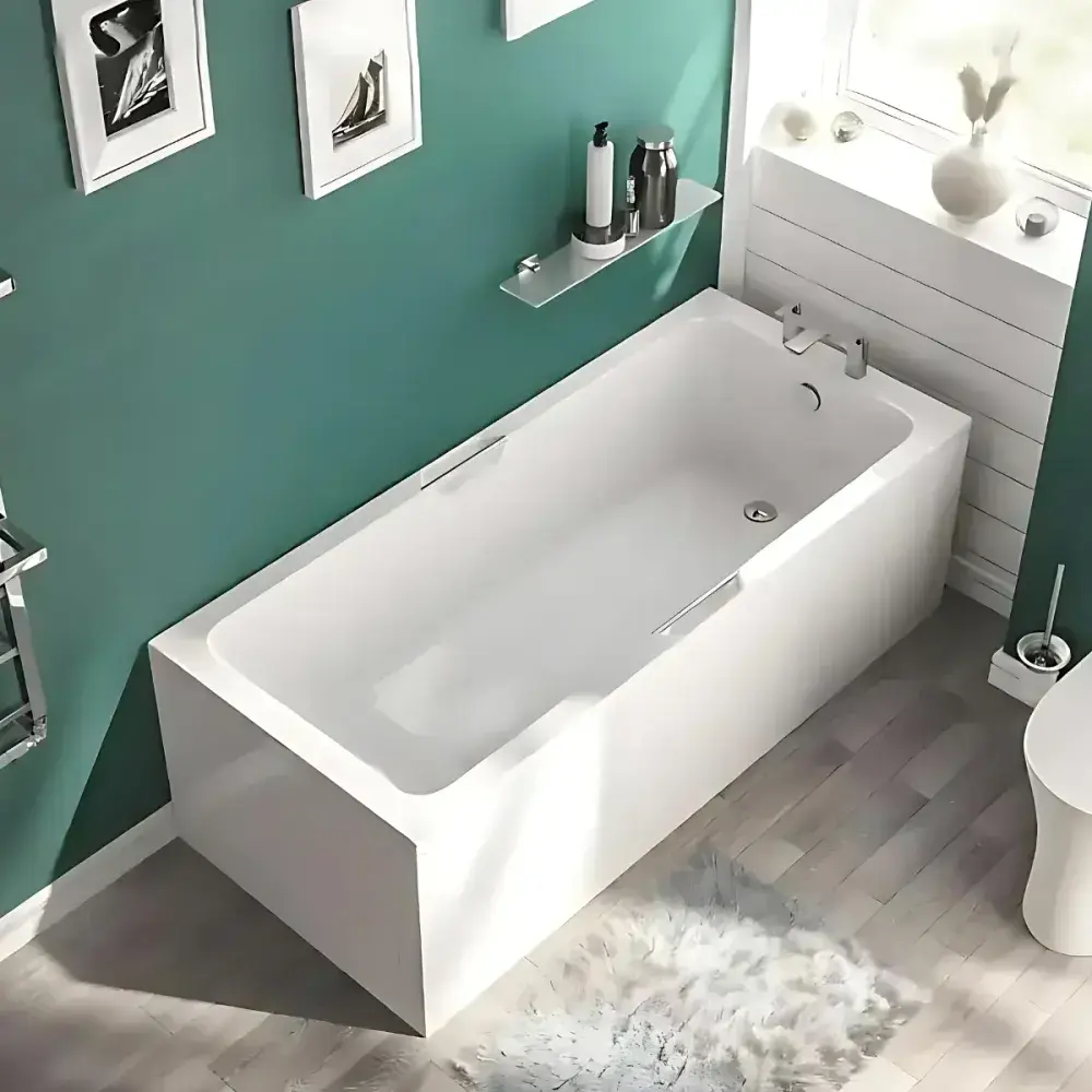 Beaufort Portland 1500 x 700mm Single Ended Low Level Bath Twin Grip