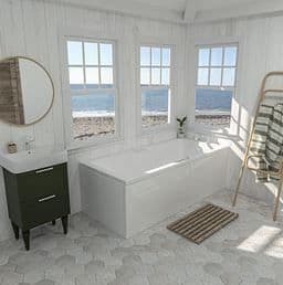 Beaufort Portland 1600 x 700mm Single Ended Bath - Twin Grip