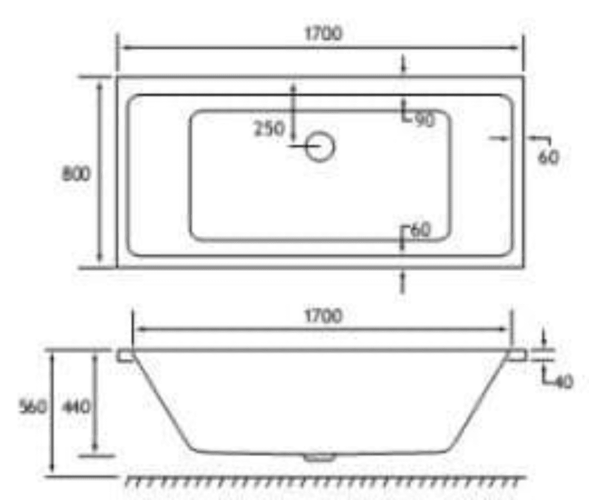 Beaufort Portland 1700 x 800mm Double Ended Bath
