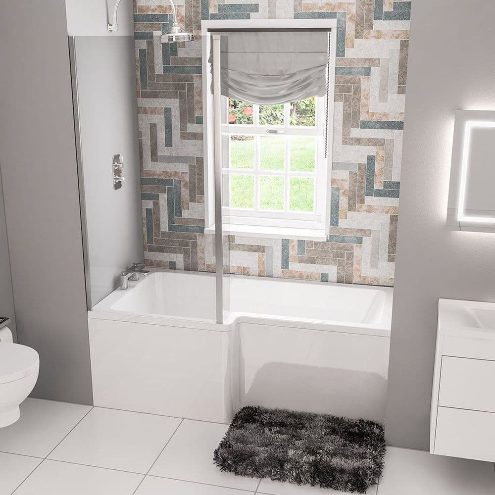 Beaufort Portland L Shape Shower Bath 1600 x 850mm Right or Left Hand