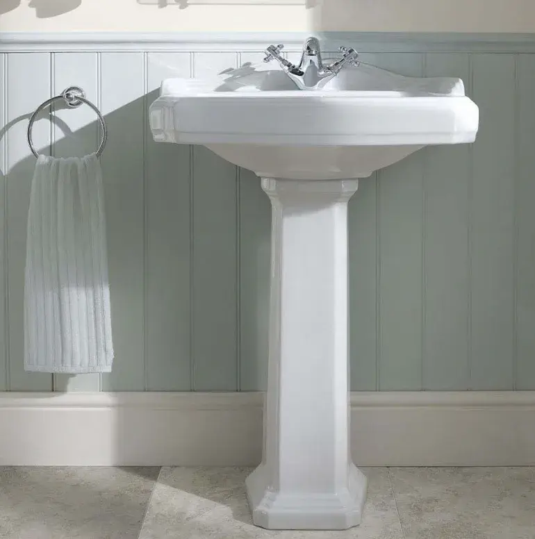 Belgravia 590mm Basin and Pedestal - White - 1 or 2 tap Holes