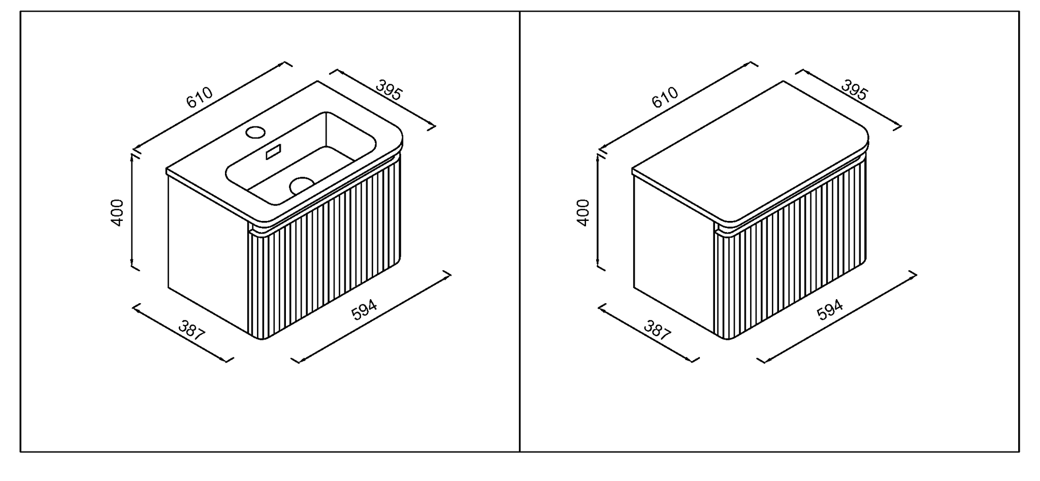 Belice Fluted Basin Unit Wall Hung Matt Grey