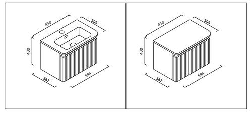 Belice Fluted Basin Unit Wall Hung White Gloss