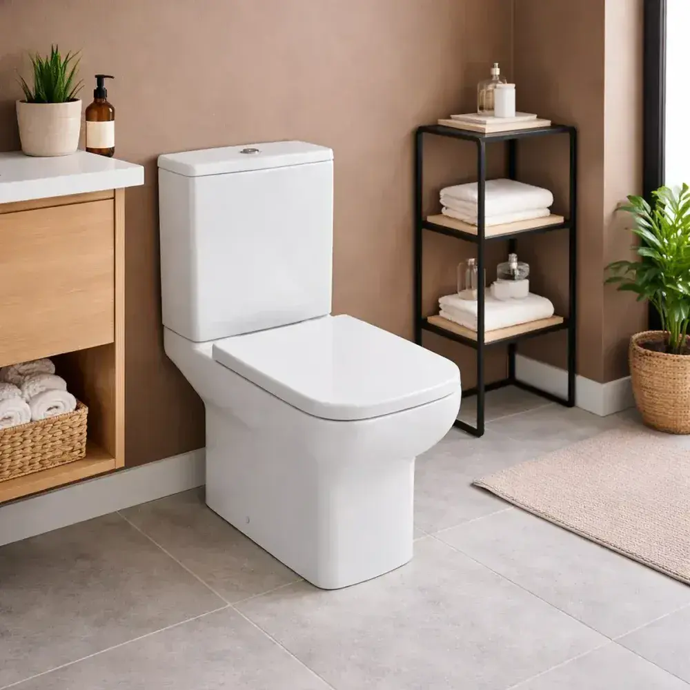 Bijou Comfort Height Toilet Pan Cistern and Soft Close Seat - White