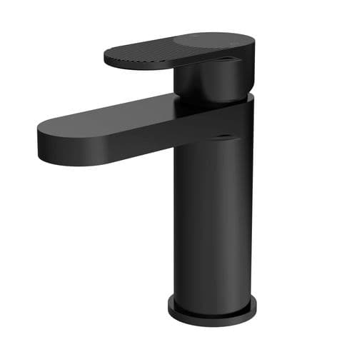 Binsey Fluted Mono Basin Mixer with Push Button Waste Matt Black
