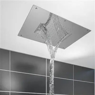 Ceiling Mounted Stainless Steel Double Flow Waterfall Shower - Chrome