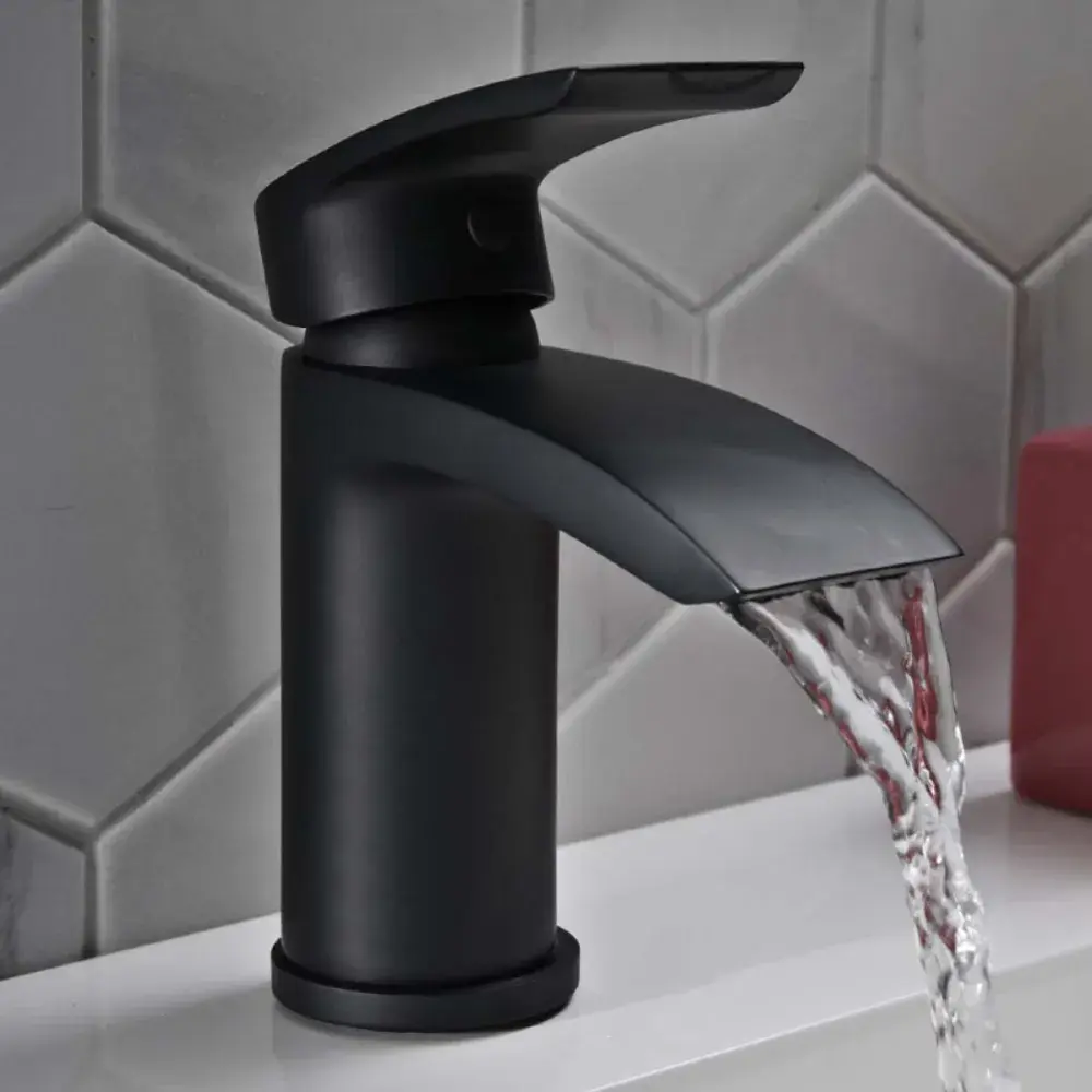 Chloe Matt Black Basin Mono Mixer & Slotted Sprung Basin Waste
