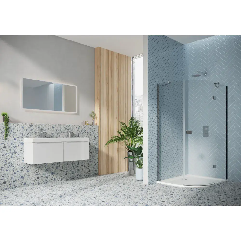 Clearform Hinged Offset Quadrant 1200 x 800mm - Chrome