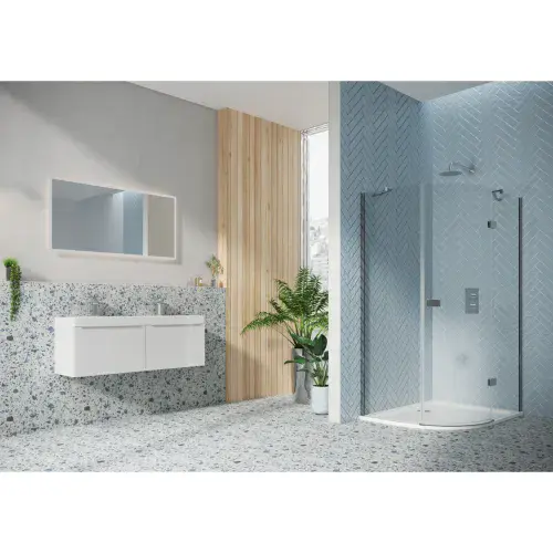 Clearform Hinged Offset Quadrant 12x8 - Chrome