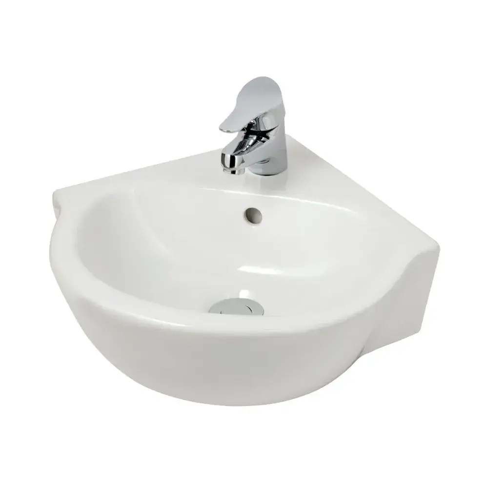 Cloakroom Basin 450 x 450mm 1 Tap Hole Corner Basin - White