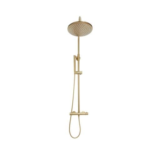 Core Round Rigid Riser Shower Kit Brushed Brass