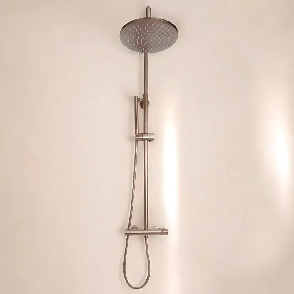 Core Round Rigid Riser Shower Kit Brushed Bronze