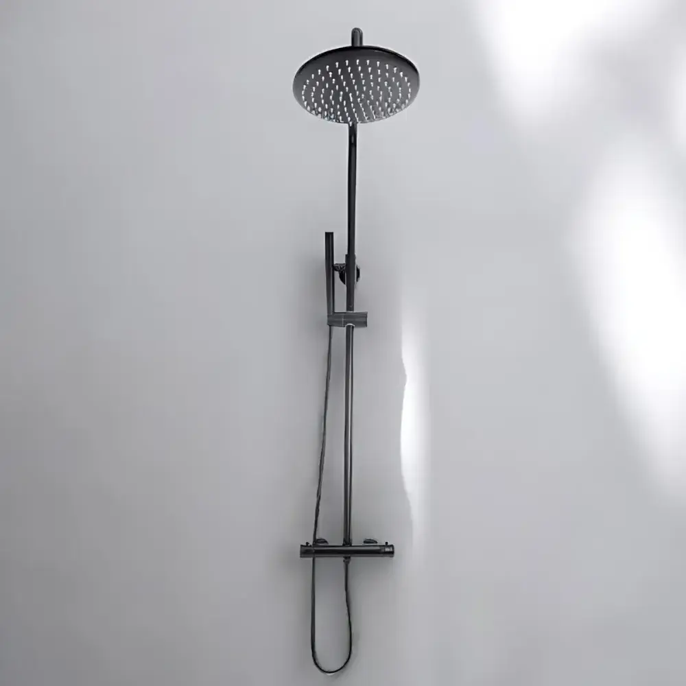 Core Round Rigid Riser Shower Kit Matt Black Chrome or Brushed Brass