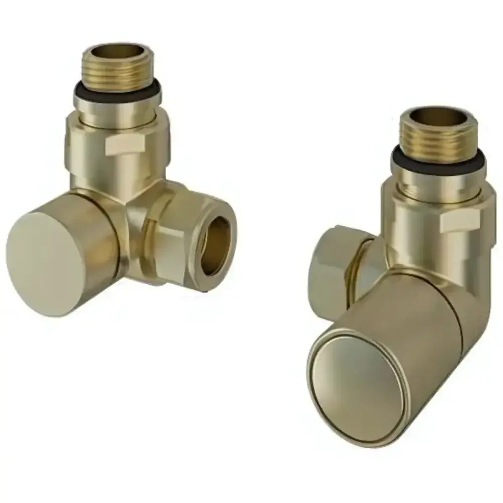 Corner Radiator Valves - Brushed Brass - Pair