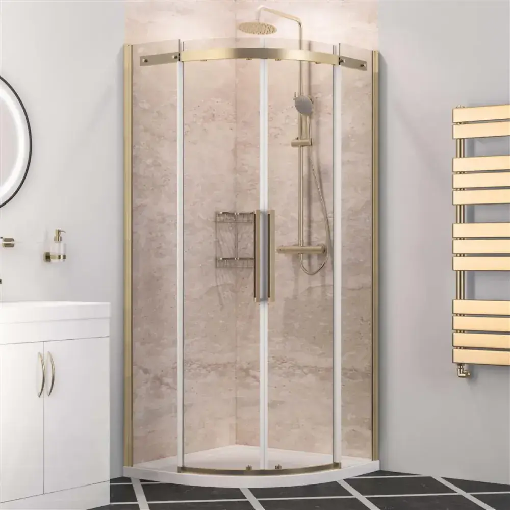 Corniche 2000 Brushed Brass 8mm Quadrant Shower Enclosure