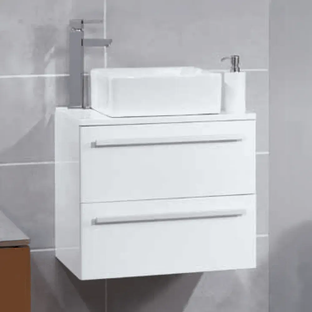 Countertop Basin Wall Mounted Basin Unit 2 Drawers White Gloss