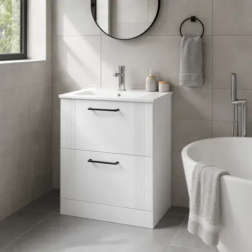 Cranham 600mm Floorstanding Vanity Unit Matt White inc Basin