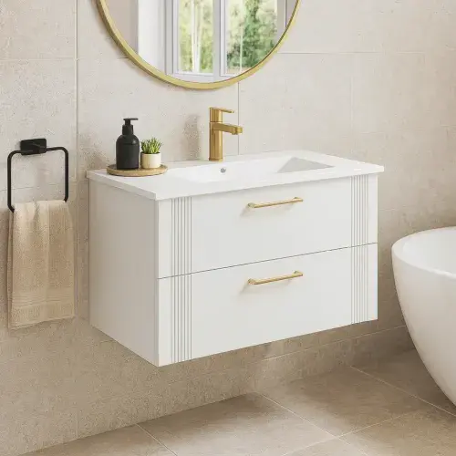 Cranham 600mm Wall Hung Vanity Unit Matt White inc Basin