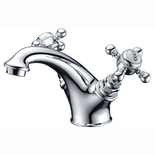 Cross Top Basin Mixer Tap with Pop Up Waste Chrome