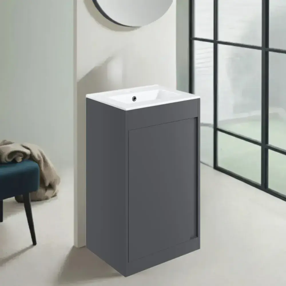 Cruzz 510mm Floor Standing Basin Unit Including Basin Matt Graphite Grey