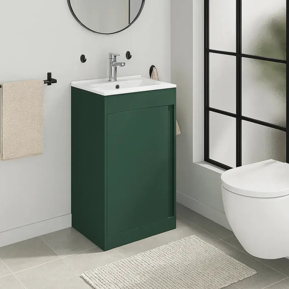 Cruzz 510mm Floor Standing Basin Unit Including Basin Matt Green