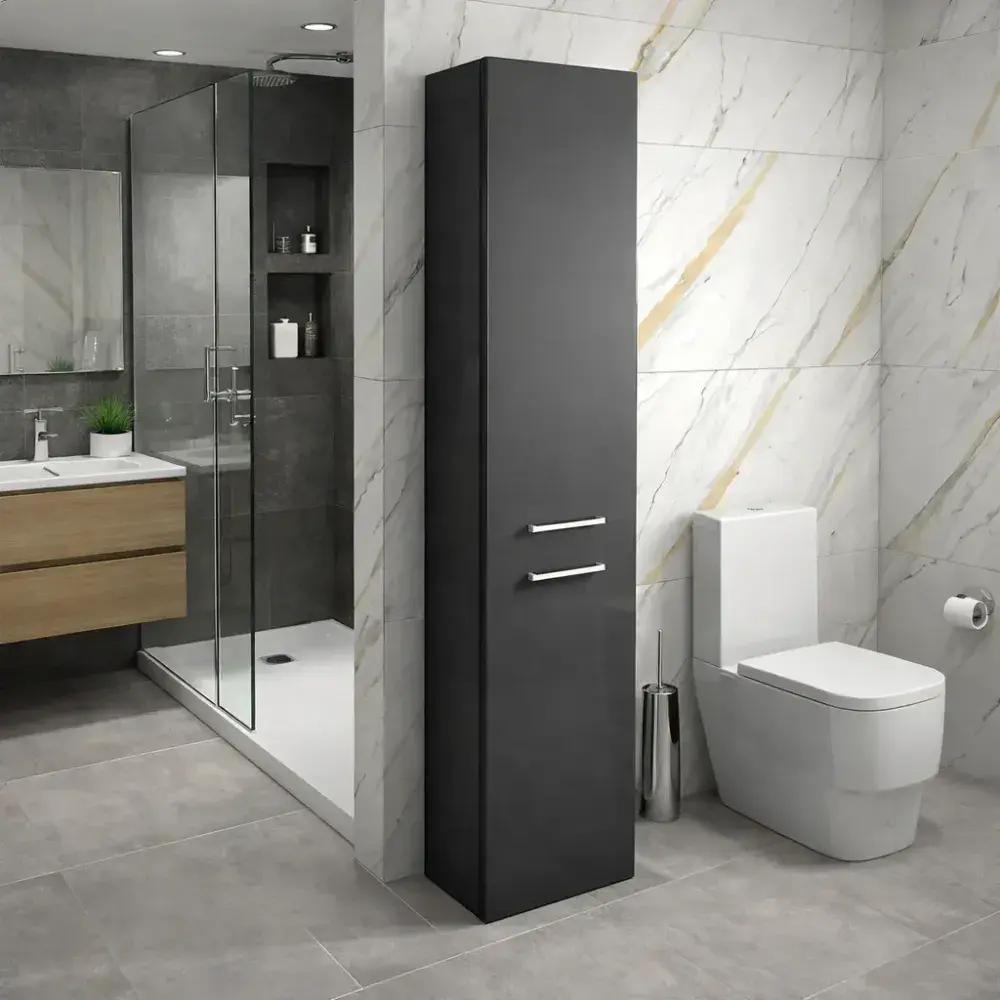 Deltar 350mm Floor Standing 2 Door Tall Unit Anthracite Gloss