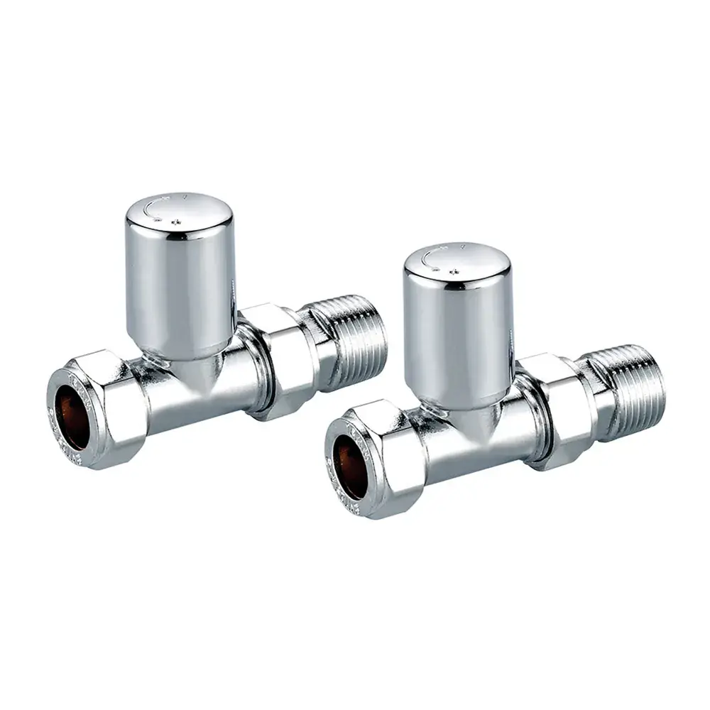 Designer Straight Towel Rail Valves Pair - Chrome