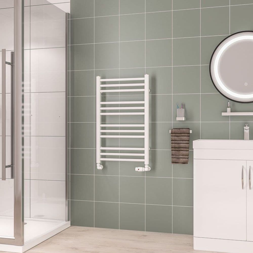Eastbrook Corinium Round Straight Towel Radiators - Gloss White ...