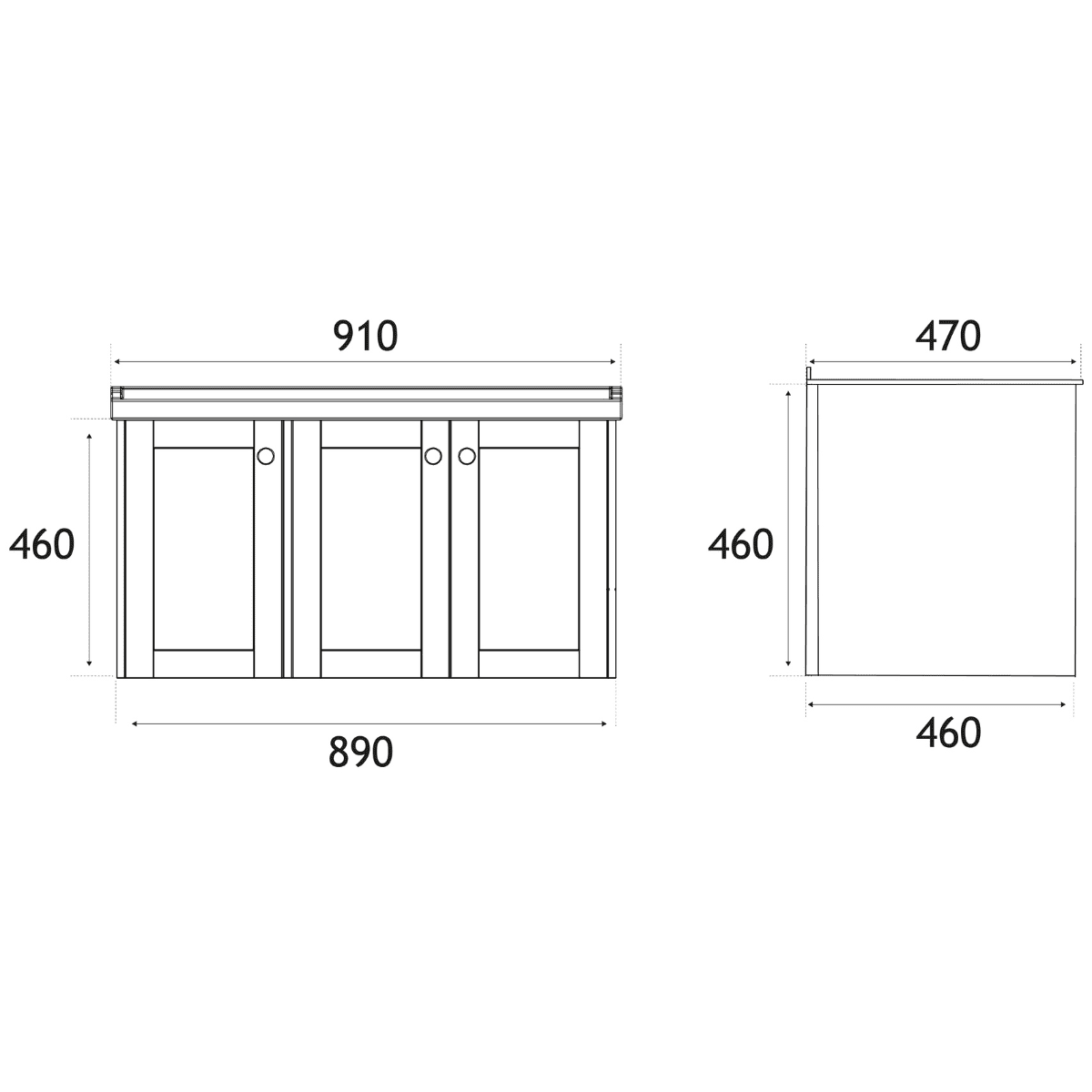 Eastbrook Hardwick Square 90 CM Wall Hung Vanity Unit Matt White
