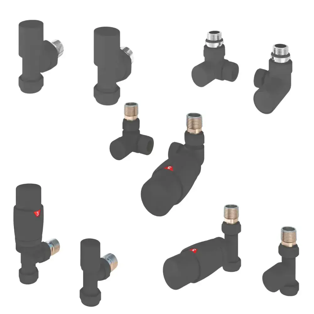 Eastbrook Matt Anthracite Radiator Valves - All Styles - Manual ...