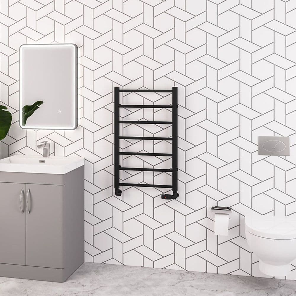 Eastbrook Tuscan Round Straight Towel Radiators - Matt Black - Various ...