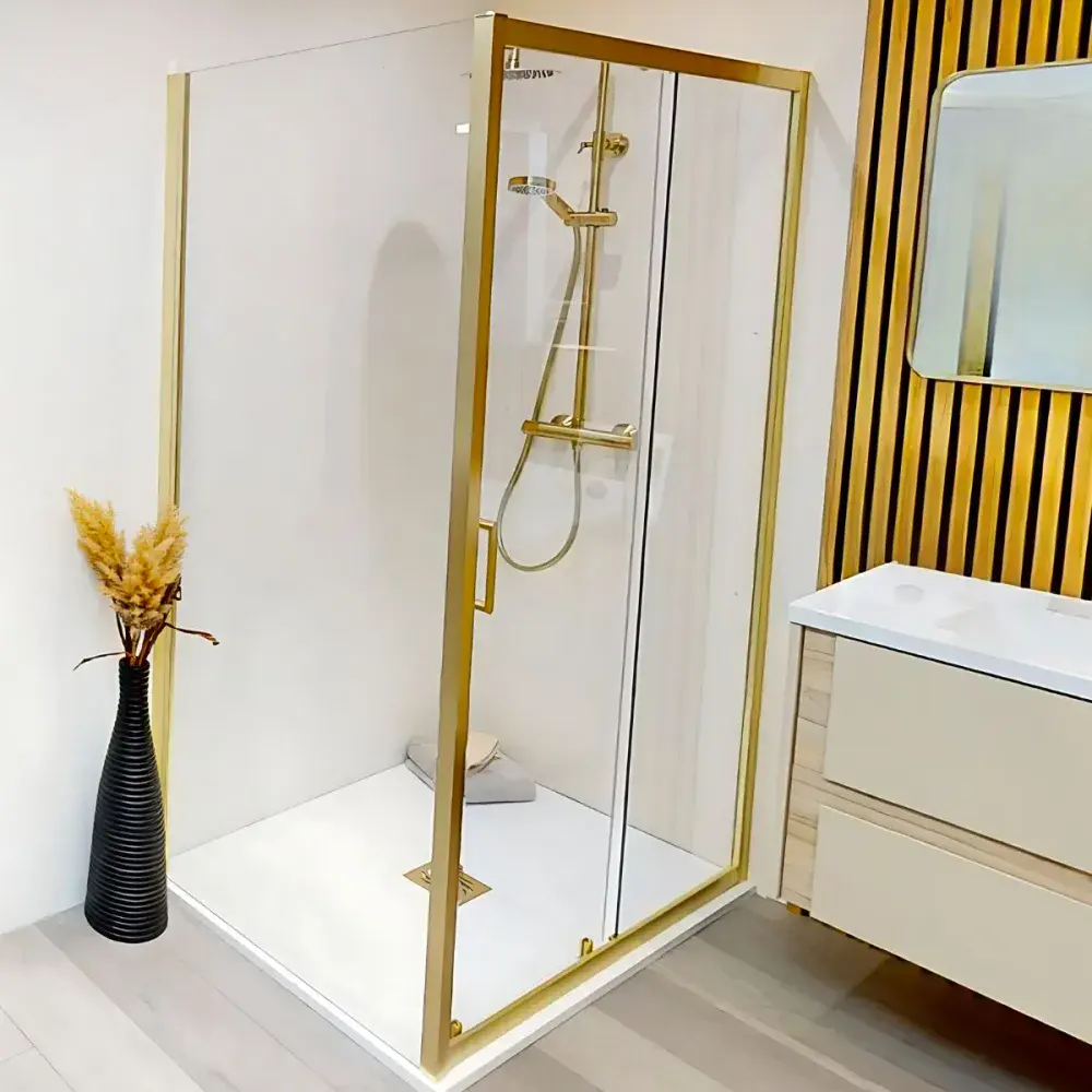 Elite Brushed Brass 1000mm Sliding Shower Door Shower Enclosure