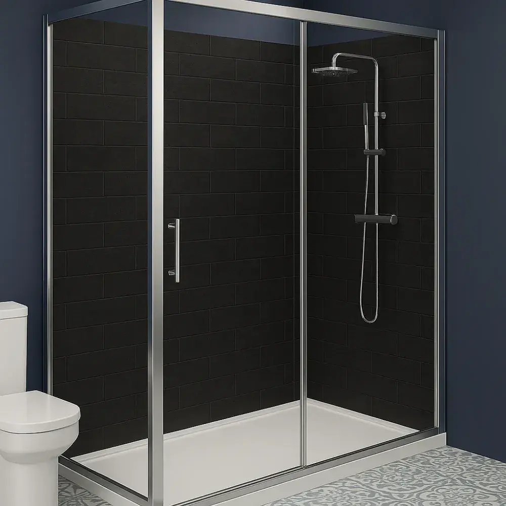 Elite Chrome 1200mm Sliding Door with Optional Side Panel, 6mm Safety ...