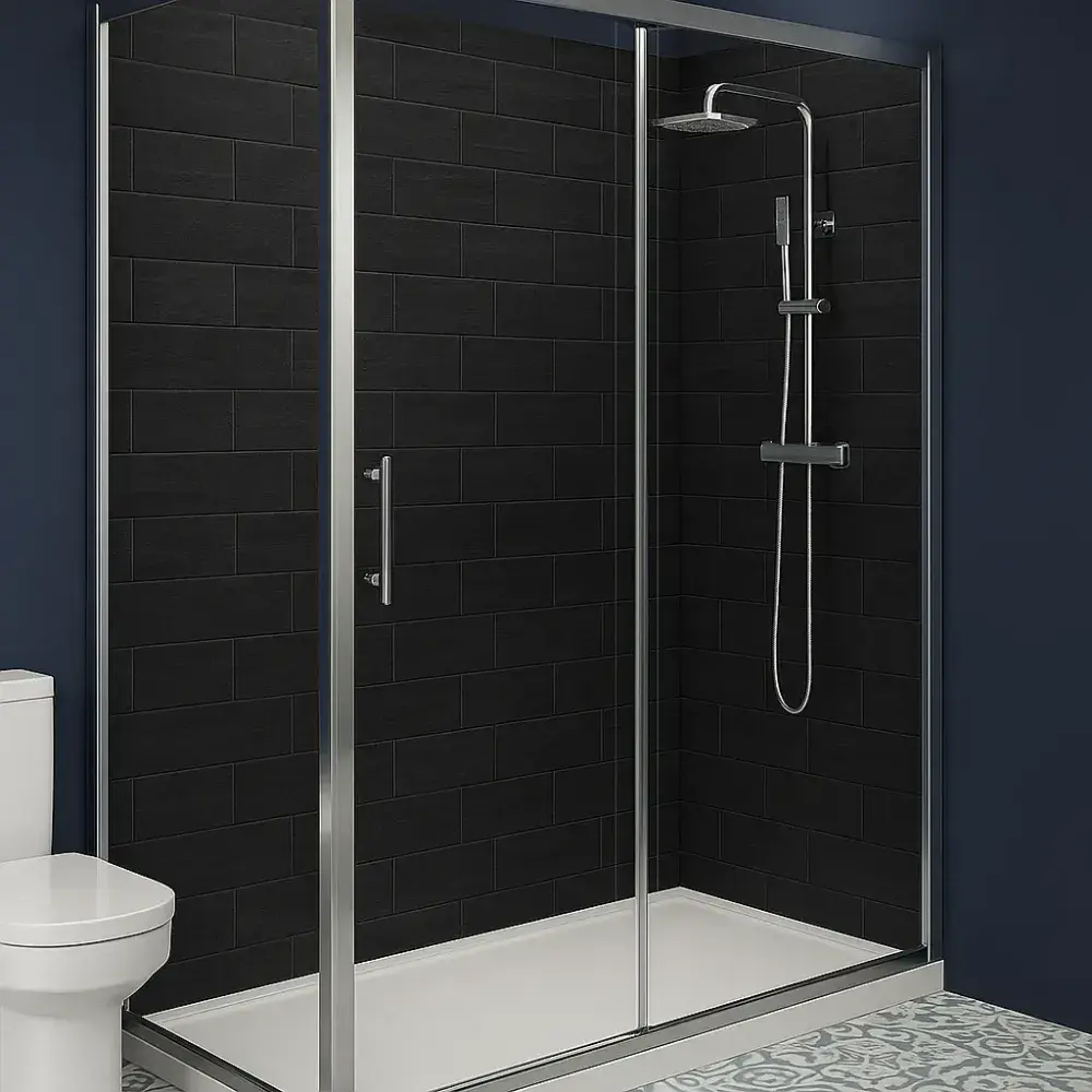 Elite Chrome 1500mm Sliding Door with Optional Side Panel, 6mm Safety ...